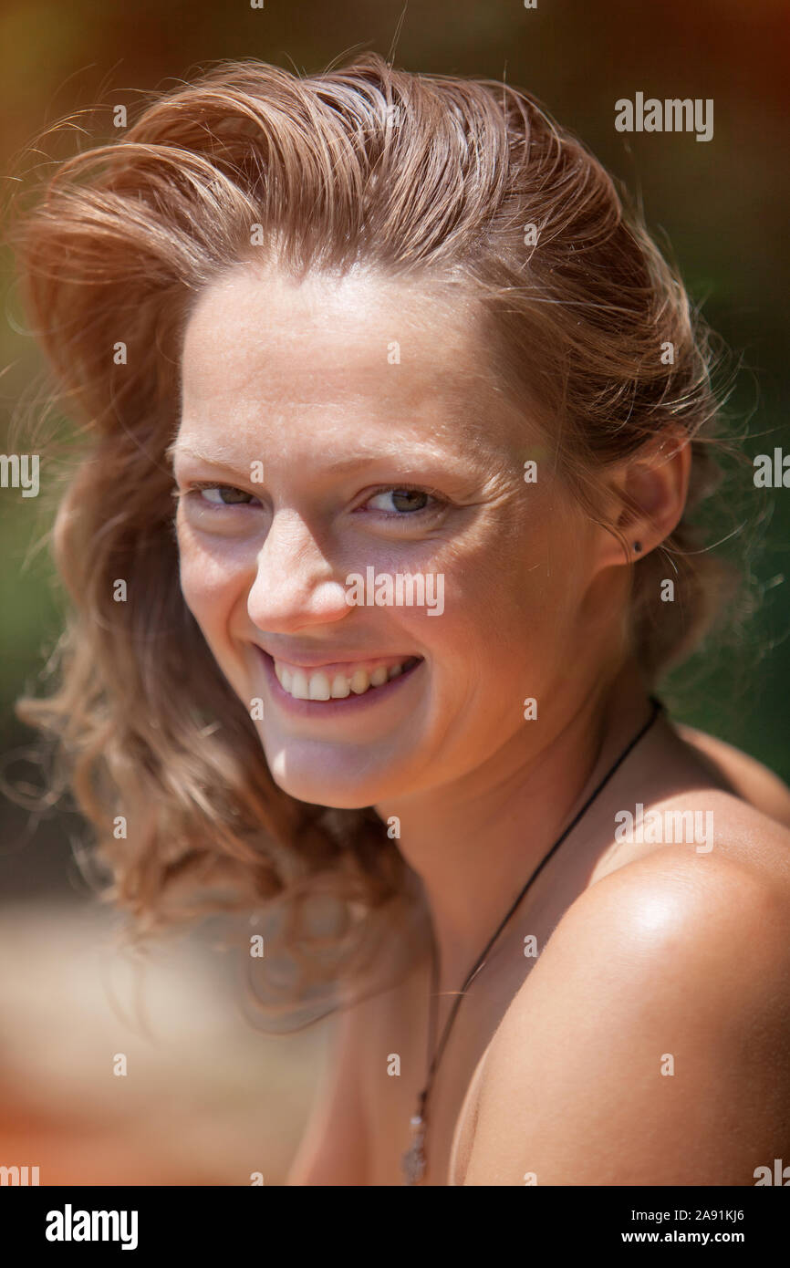 Beauty Sunshine Girl Portrait Pretty Happy Woman Enjoying Summer