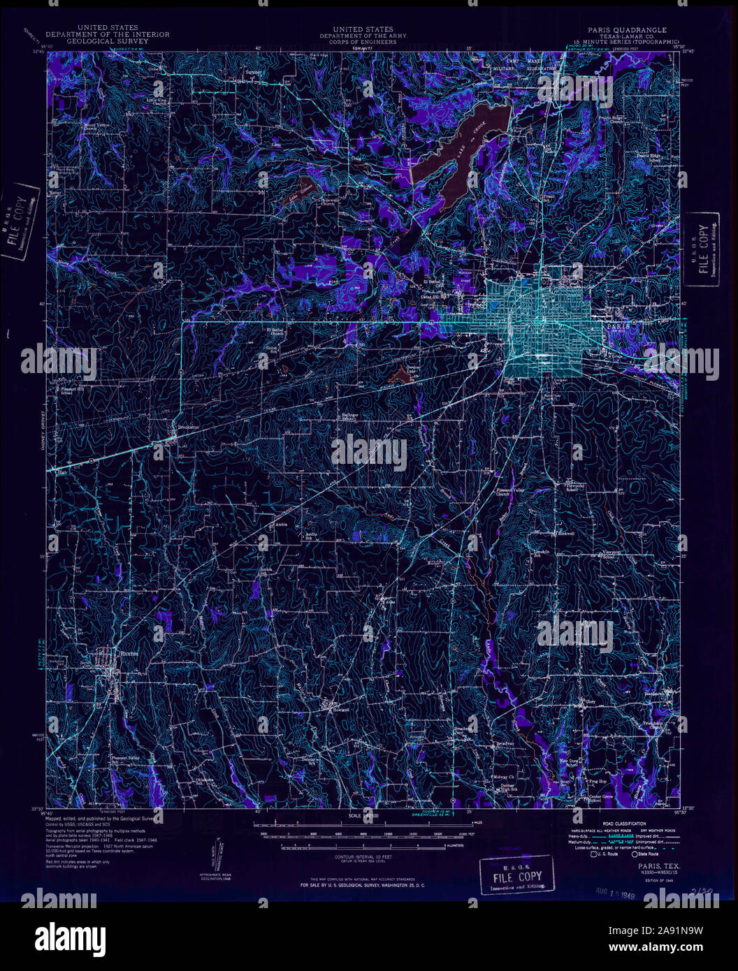 Paris texas map hi-res stock photography and images - Alamy