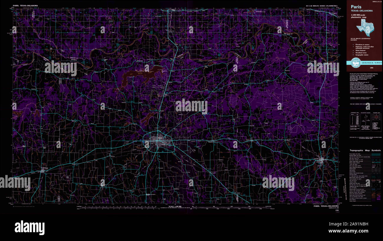 Paris texas map hi-res stock photography and images - Alamy