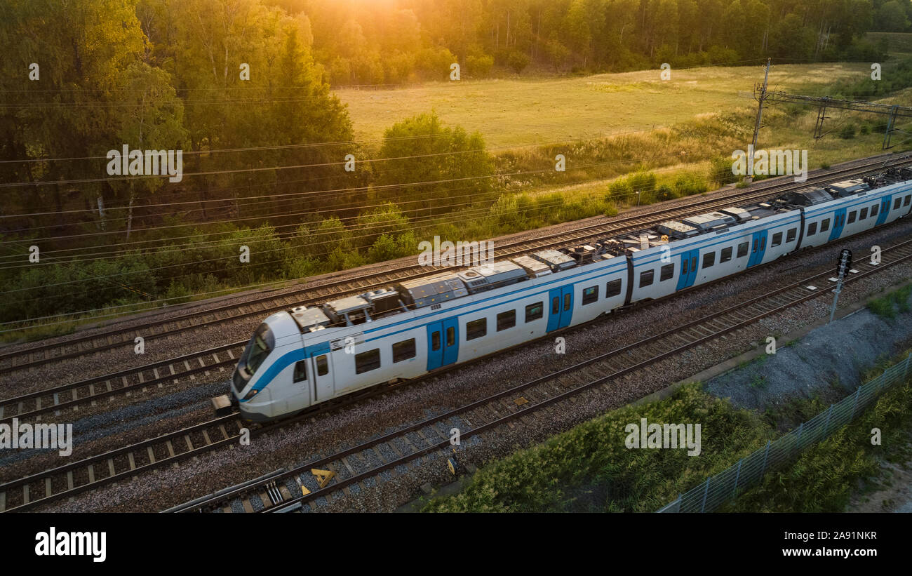 Train on tracks Stock Photo - Alamy