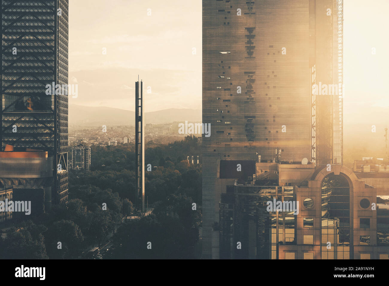 Skyscrapers at sunset Stock Photo - Alamy