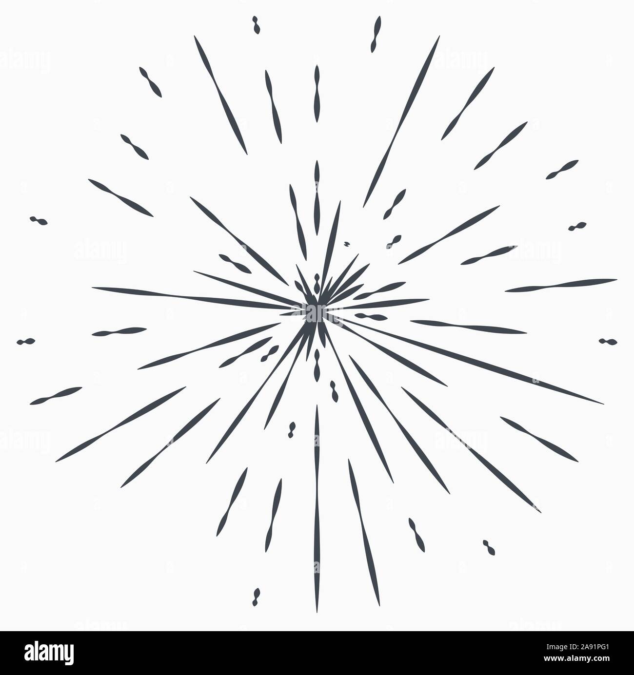 Sun burst, star burst sunshine. Radiating from the center of thin beams ...