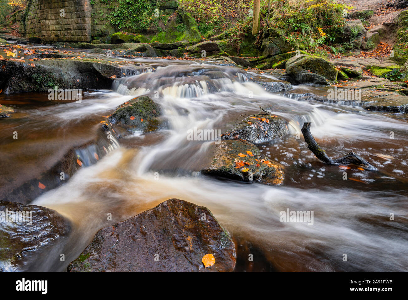 The waters of May Beck tumbling under the bridge on their way to ...