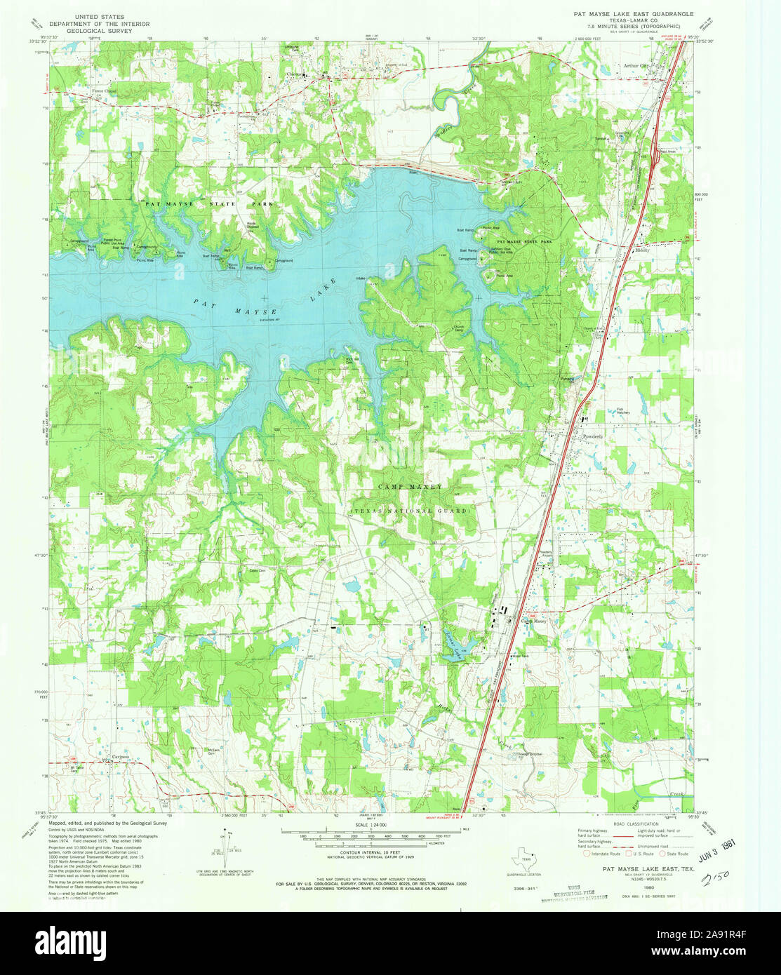 USGS TOPO Map Texas TX Pat Mayse Lake East 114856 1980 24000 ...