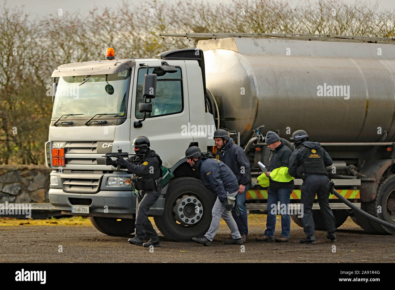 Members of the garda emergency response unit and hostage negotiators hi ...