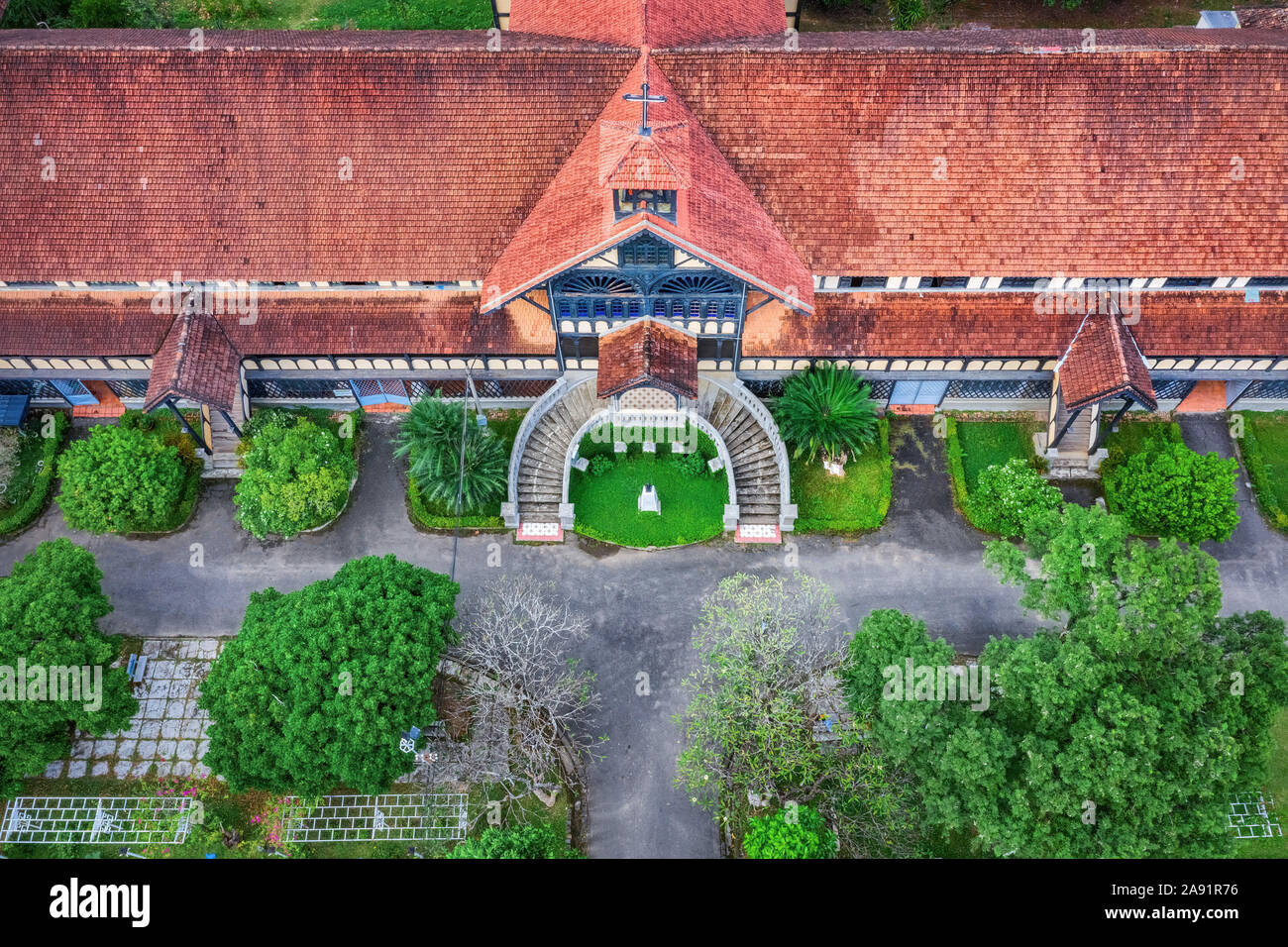 Aerial view of Kon Tum seminary, Kon Tum, Vietnam Stock Photo - Alamy