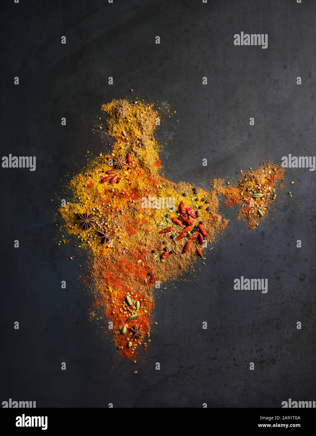 Map of India made out of spices Stock Photo - Alamy
