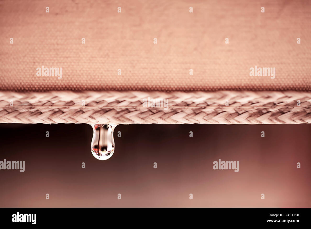 Rain water drop falling from sunblind texture Stock Photo - Alamy