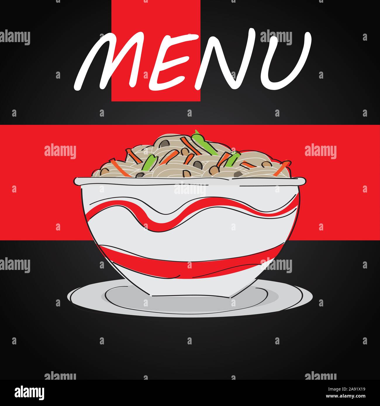 Asiatic food menu with a ramen - Vector illustration Stock Vector Image ...