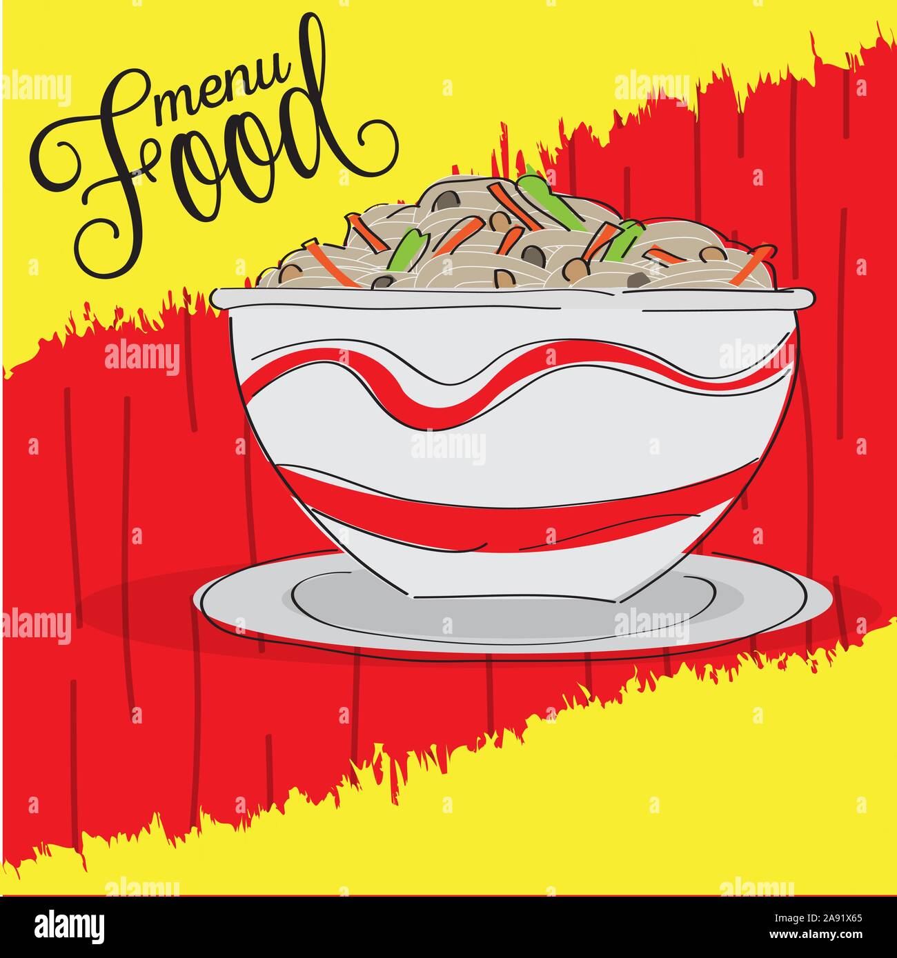 Asiatic food menu with a ramen - Vector illustration Stock Vector Image ...