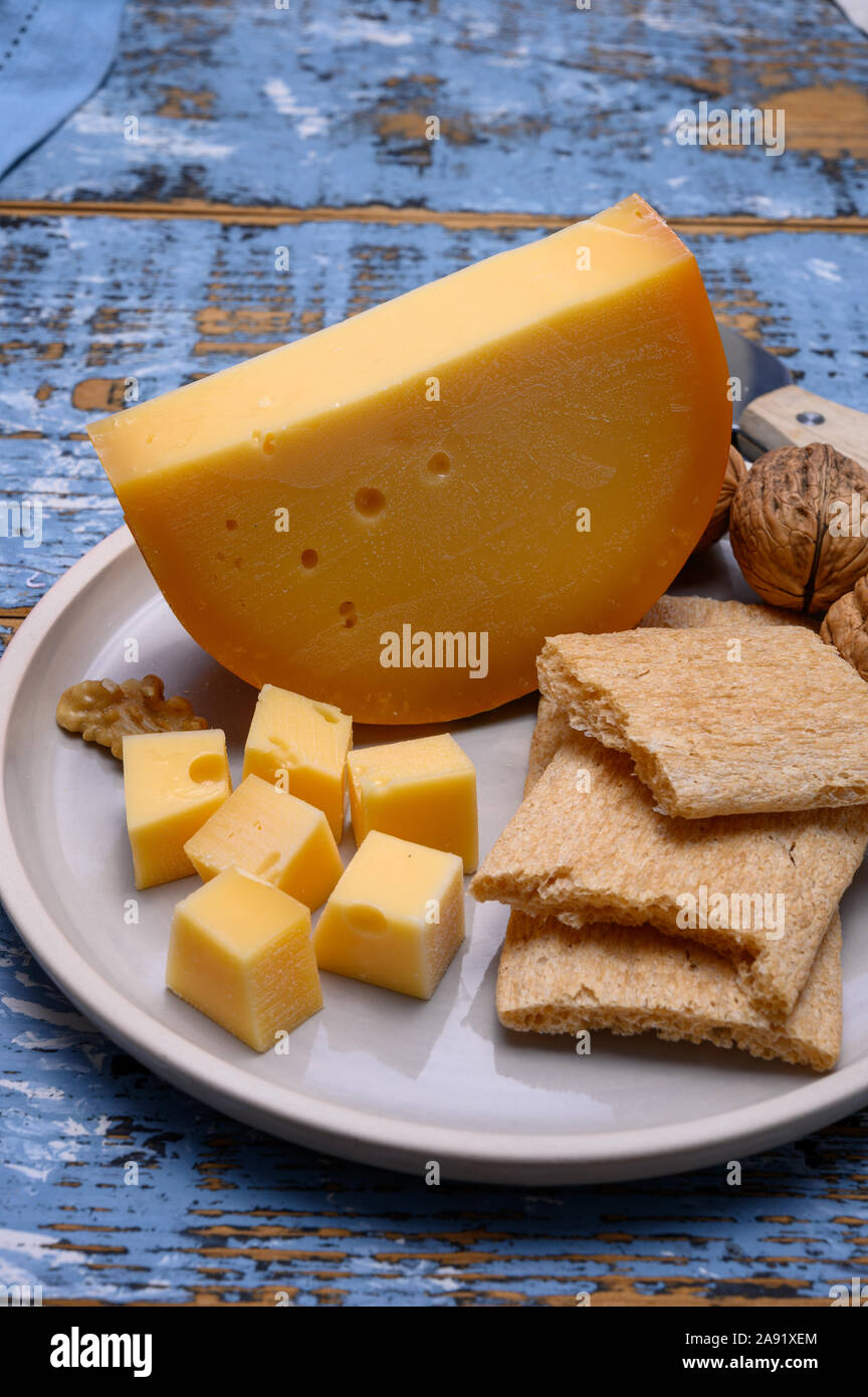 Cheese collection, Dutch gouda hard yellow cheese made from cow milk ...
