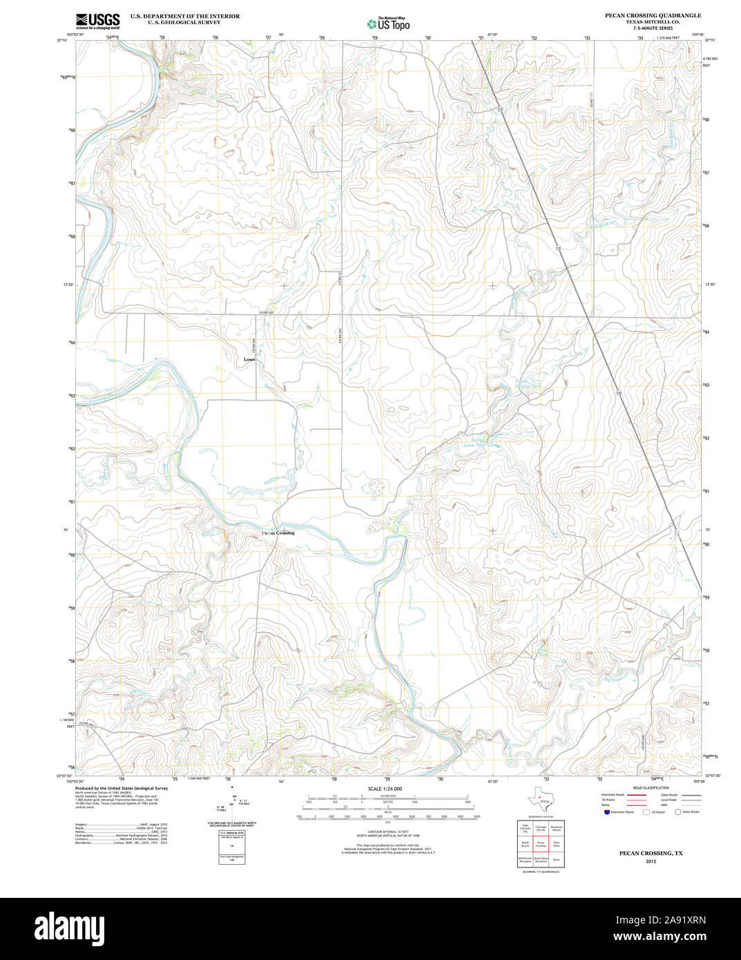 USGS TOPO Map Texas TX Pecan Crossing 20121205 TM Restoration Stock ...