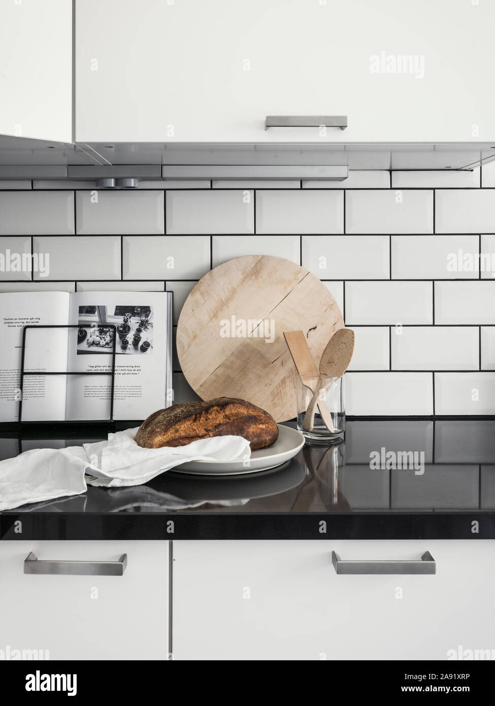 Bread on kitchen worktop Stock Photo - Alamy