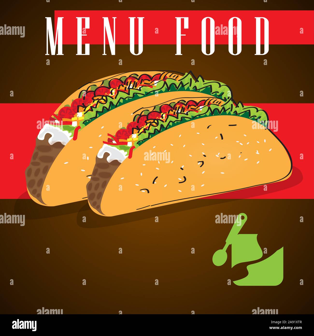 Tacos in a mexican food menu - Vector illustration Stock Vector Image ...