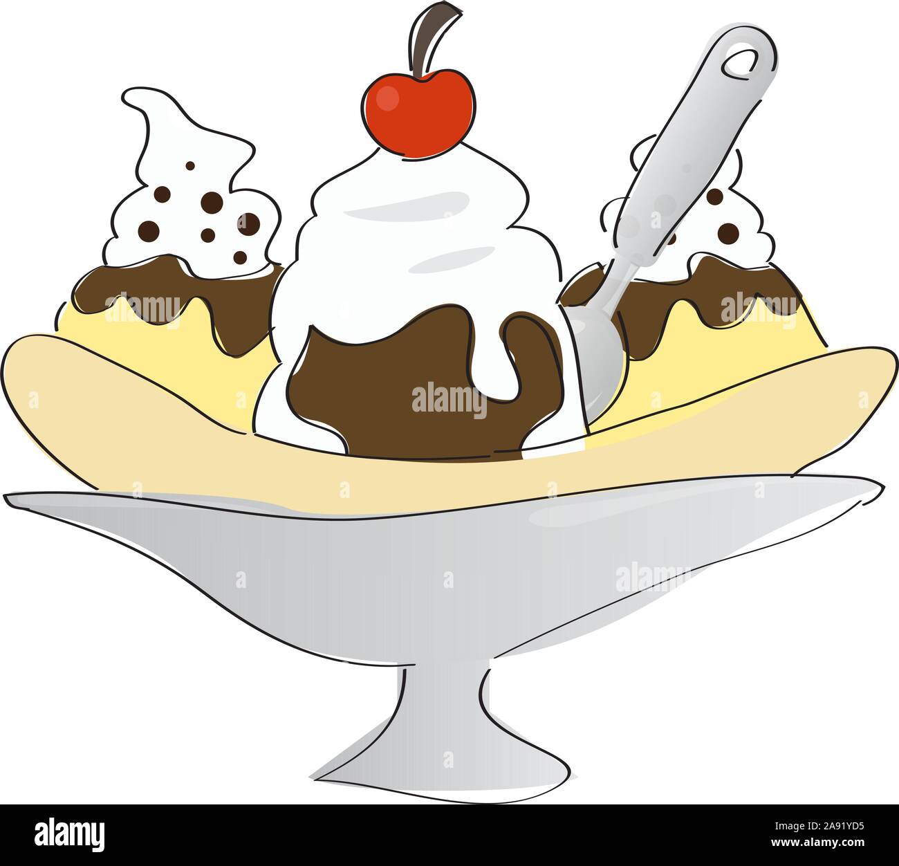 Isolated banan split. Ice cream - Vector llustration Stock Vector Image ...