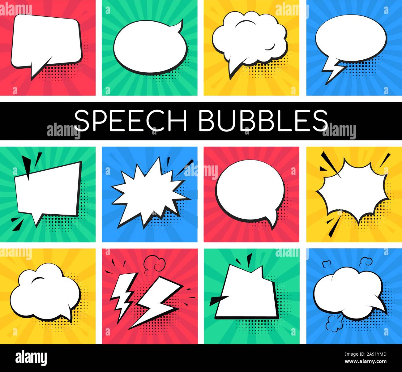 Speech bubbles collection - set of comic retro elements Stock Vector ...