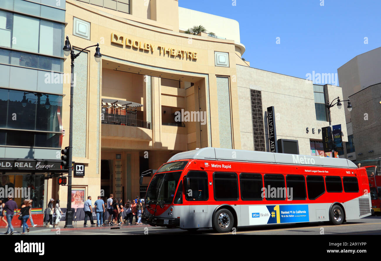 Hollywood, California - LA Metro Express Bus in front of Dolby Theatre ...