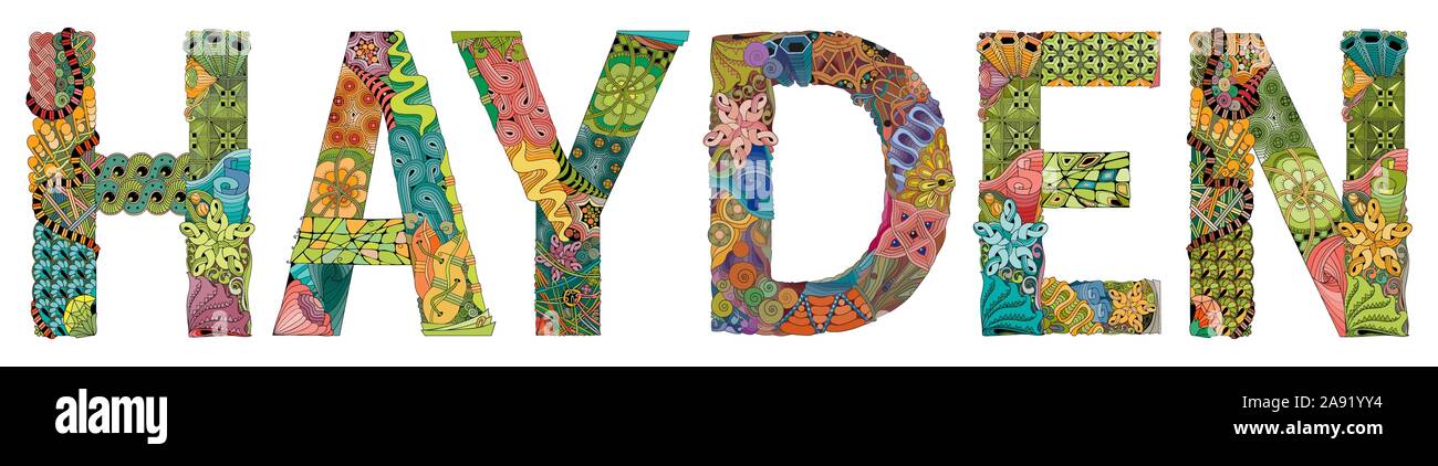 Male name HAYDEN. Vector decorative zentangle object Stock Vector Image ...