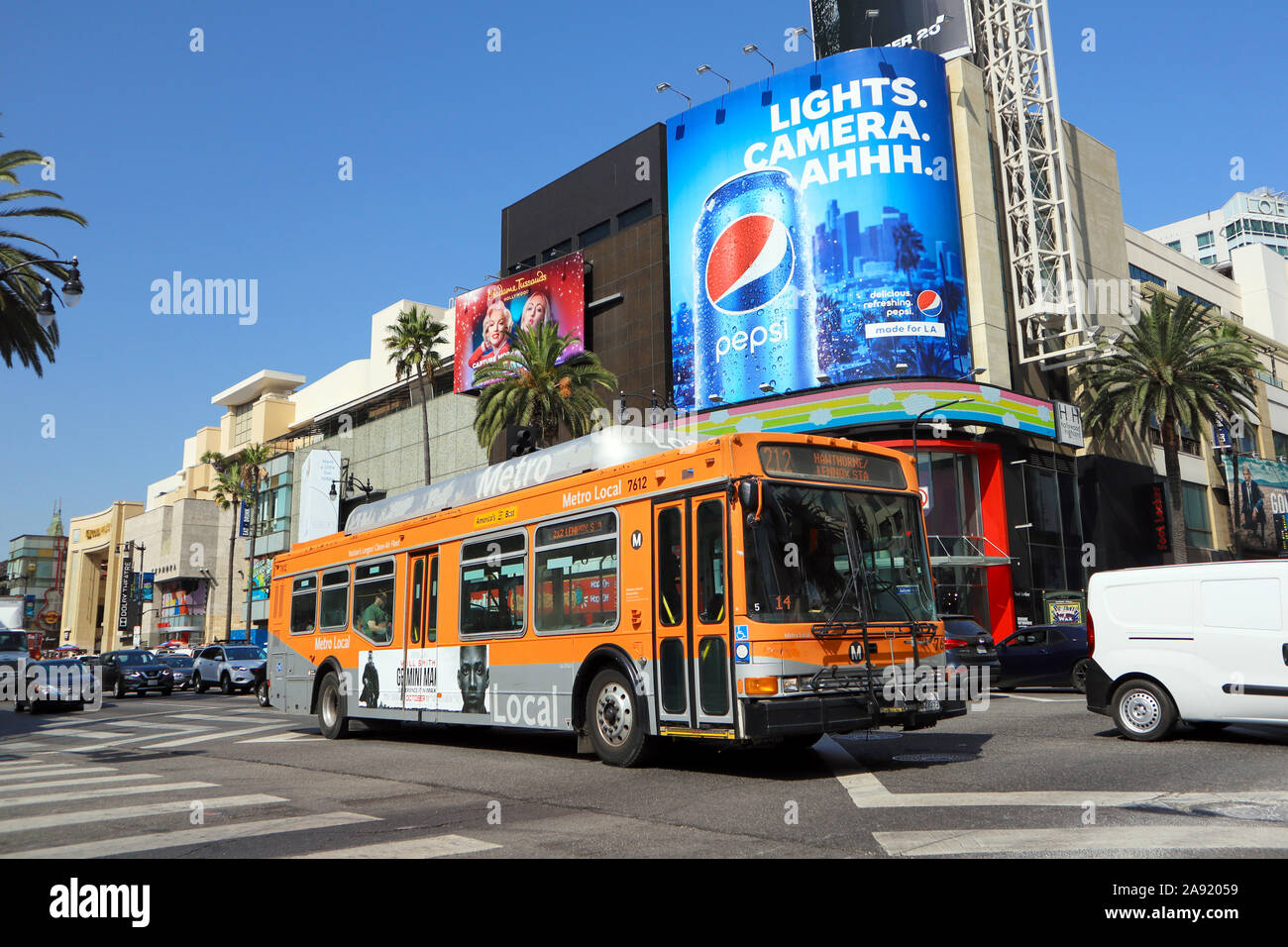 Hollywood, California - LA Metro Bus near Hollywood & Highland Center ...