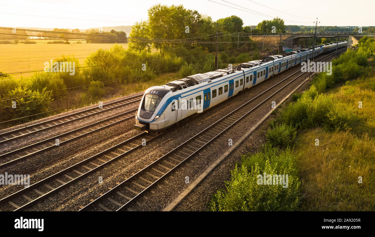 Train on tracks Stock Photo - Alamy