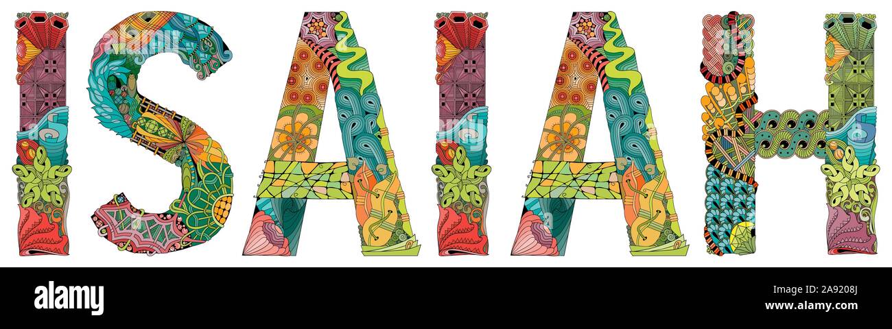 Male name ISAIAH. Vector decorative zentangle object Stock Vector Image ...
