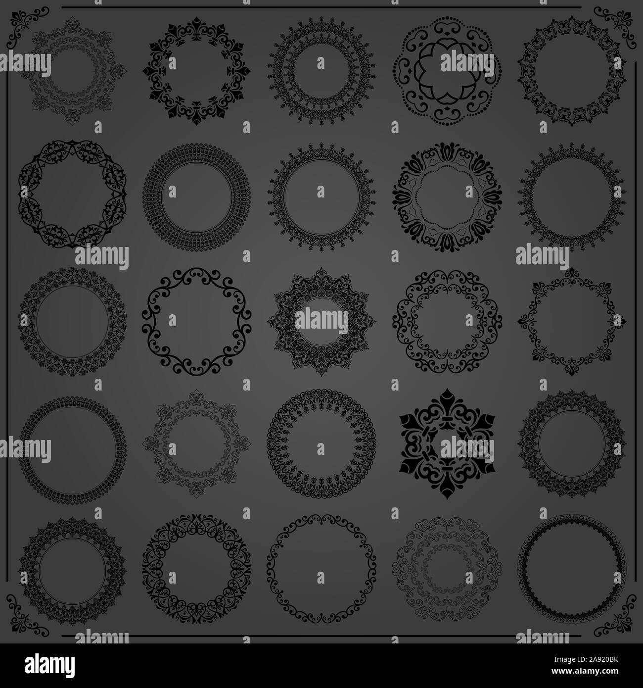 Vintage Set of Round Elements Stock Photo - Alamy