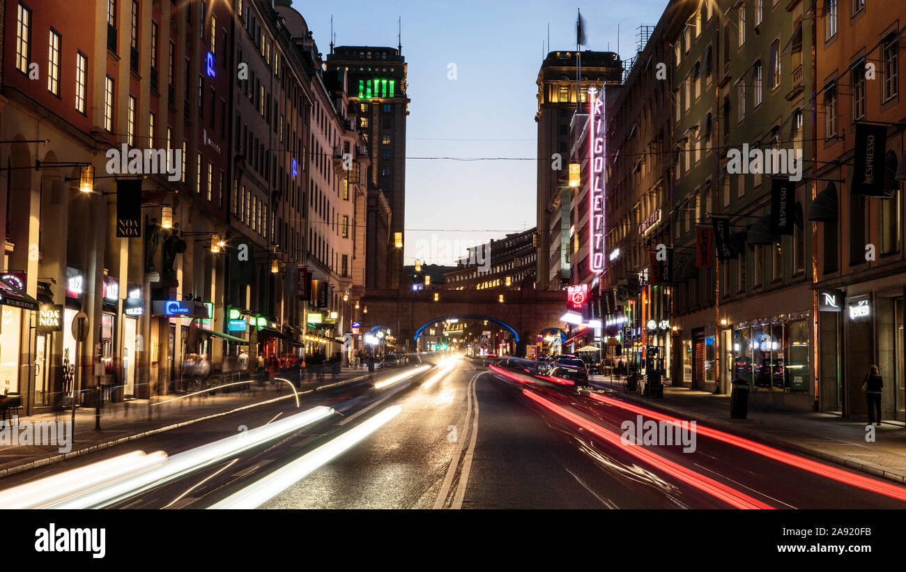 City street at dusk Stock Photo - Alamy