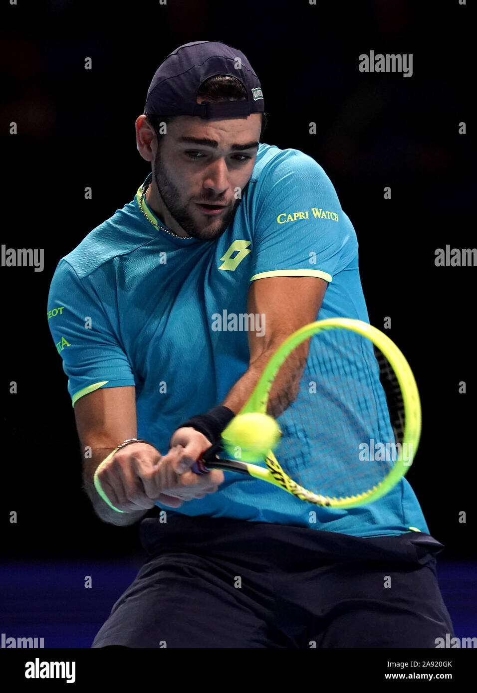 Matteo Berrettini in action during his singles match on day three of ...