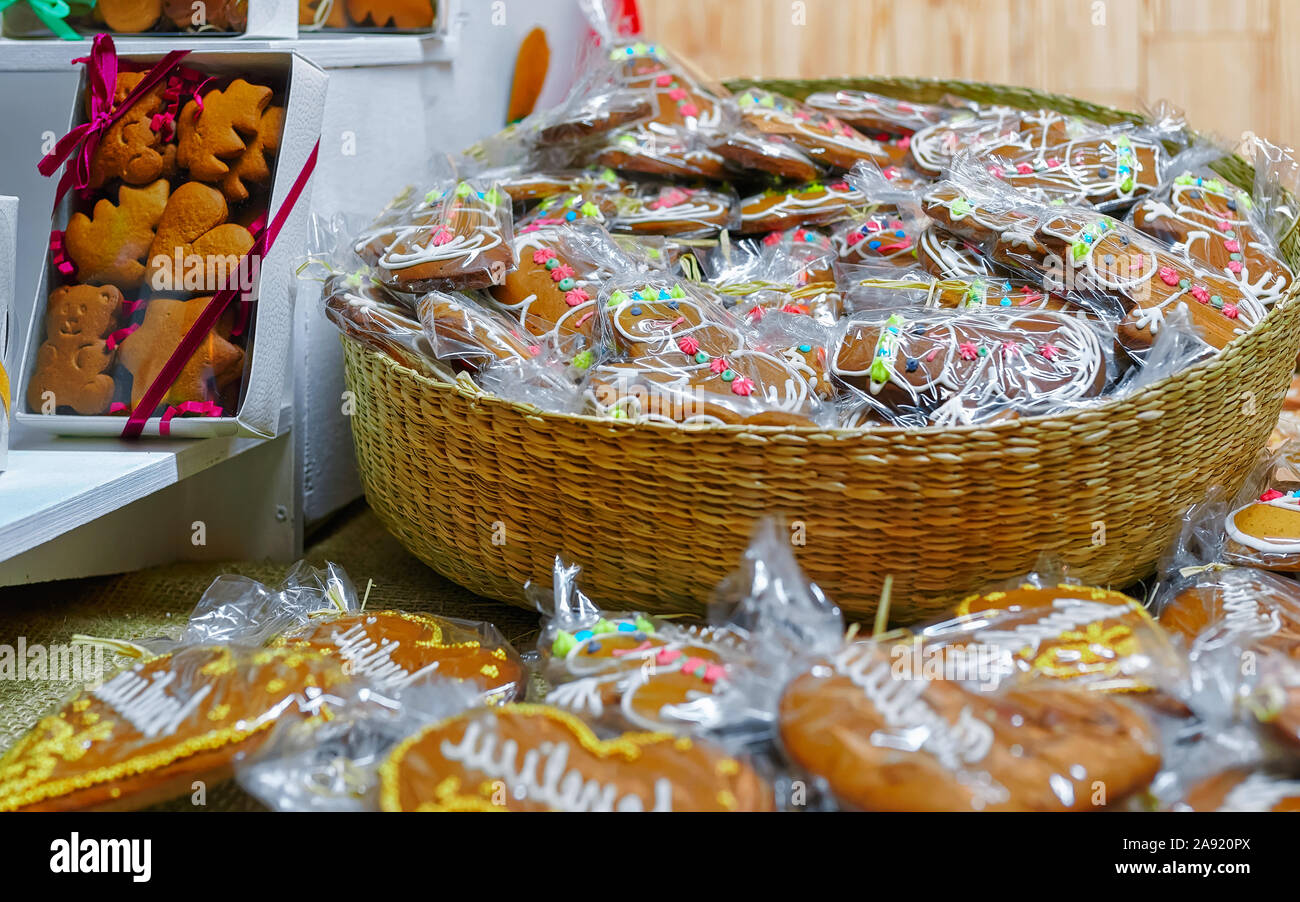 Gingerbread on Vilnius Christmas Market in Lithuania Stock Photo - Alamy