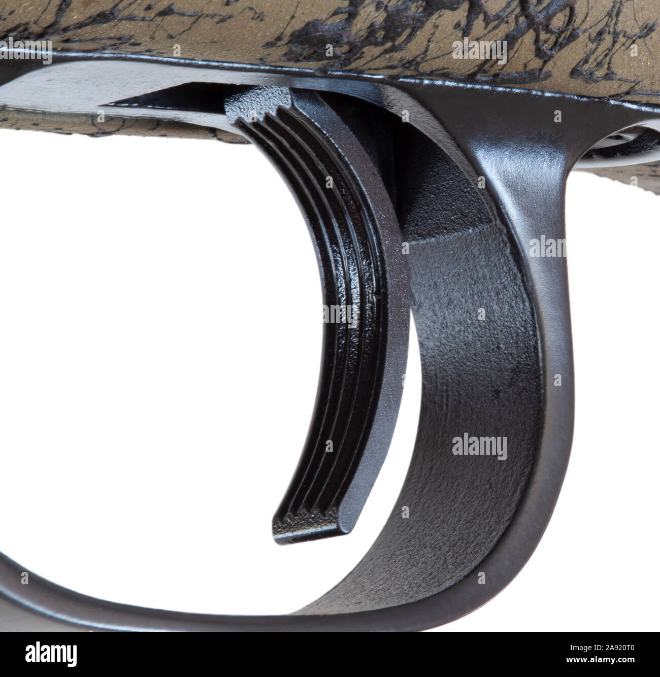 Trigger shoe on a bolt action rifle with a white background Stock Photo ...