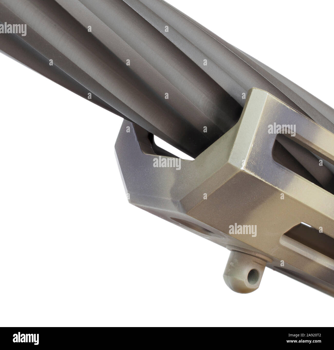 Fluted rifle barrel not touching the gun stock on a white background ...