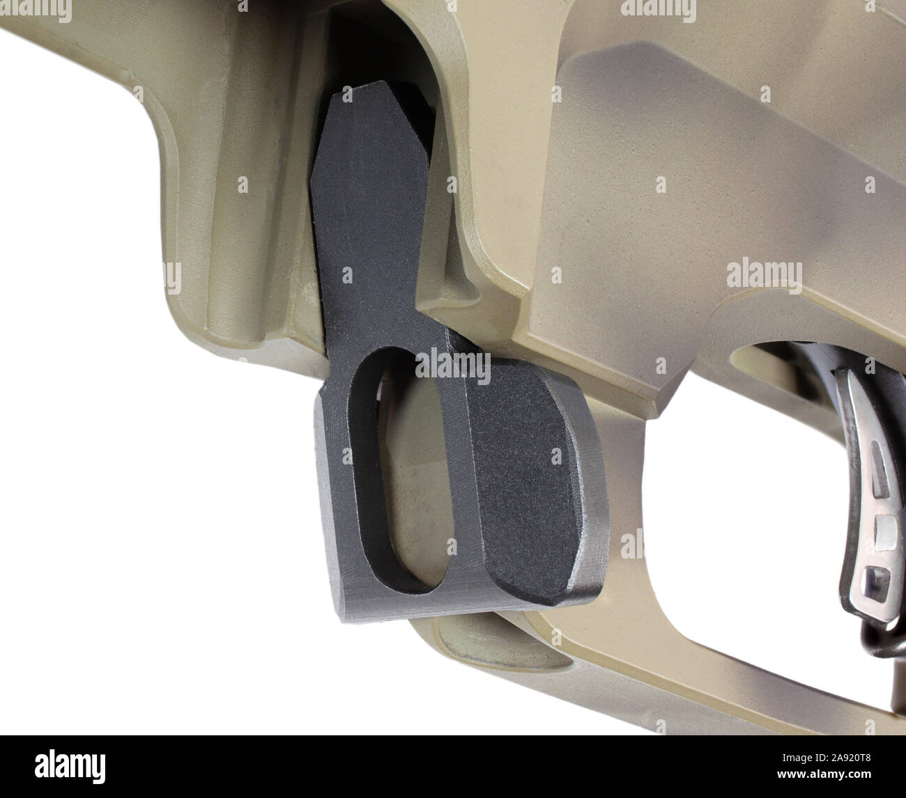 Magazine release on a bolt action rifle isolated on white Stock Photo ...