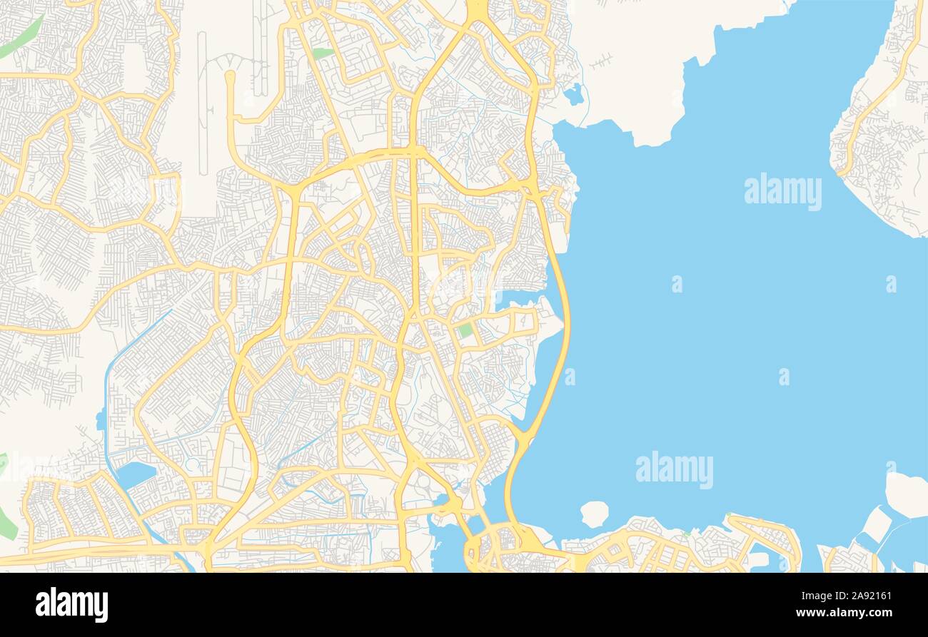 Printable street map of Lagos, Nigeria. Map template for business use ...