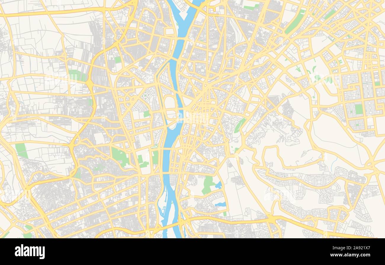 Printable street map of Cairo, Egypt. Map template for business use ...
