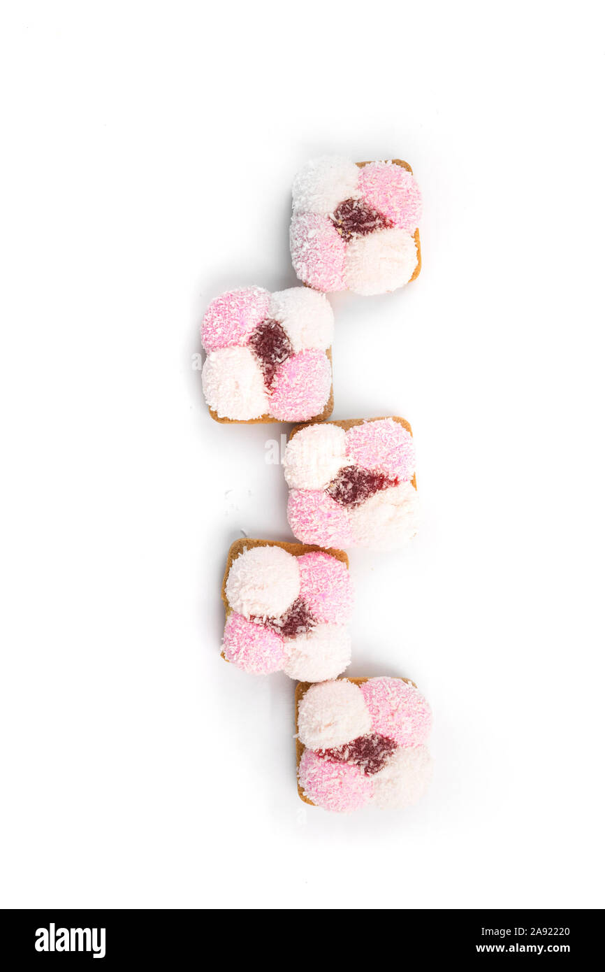 Pink and red marshmallow snack treat hispanic coconut cookies Stock ...