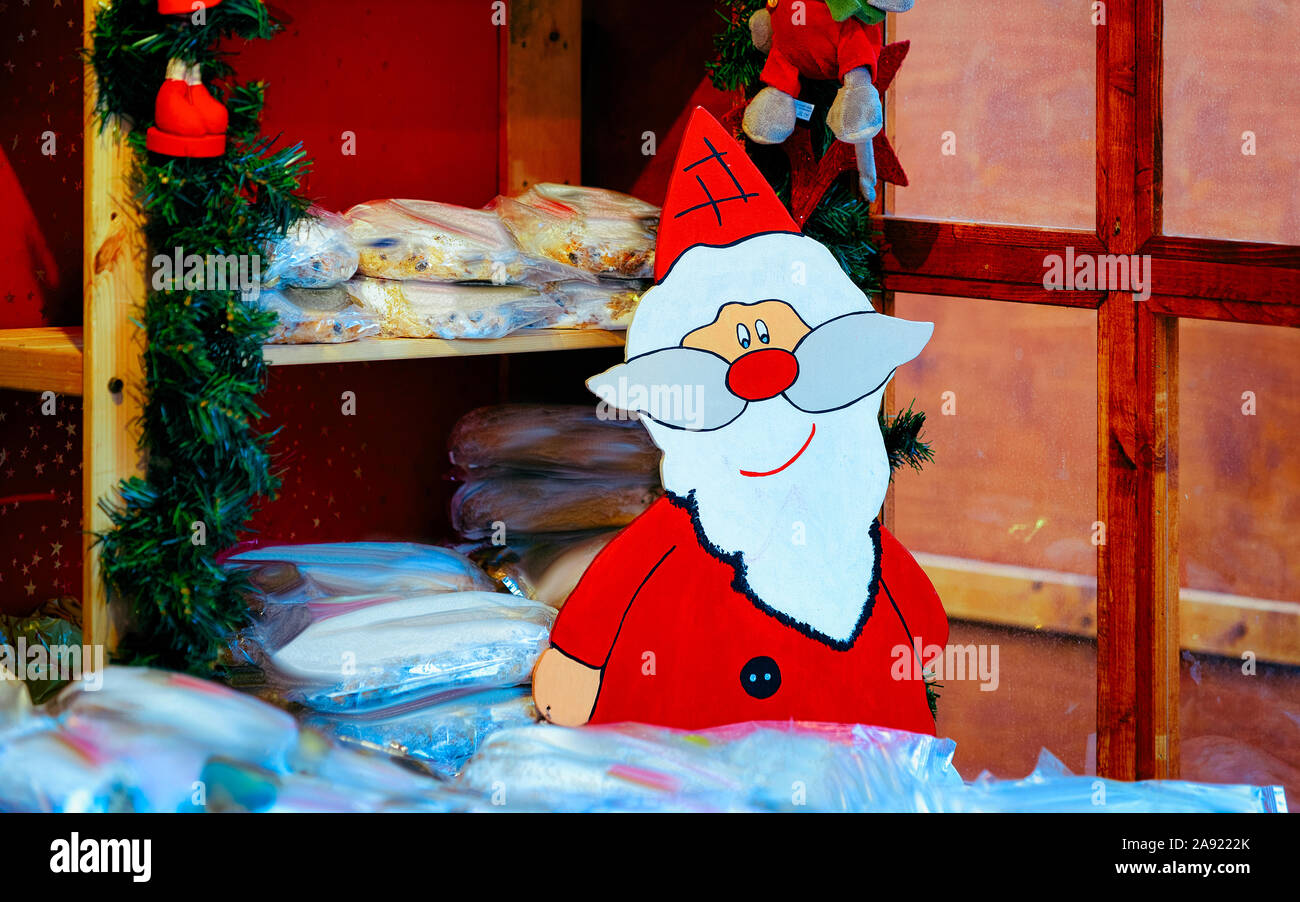 Santa Claus figurine at Christmas Market stall Berlin Stock Photo - Alamy