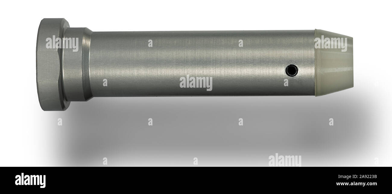 Buffer weight for an assault rifle with shadow on white Stock Photo - Alamy