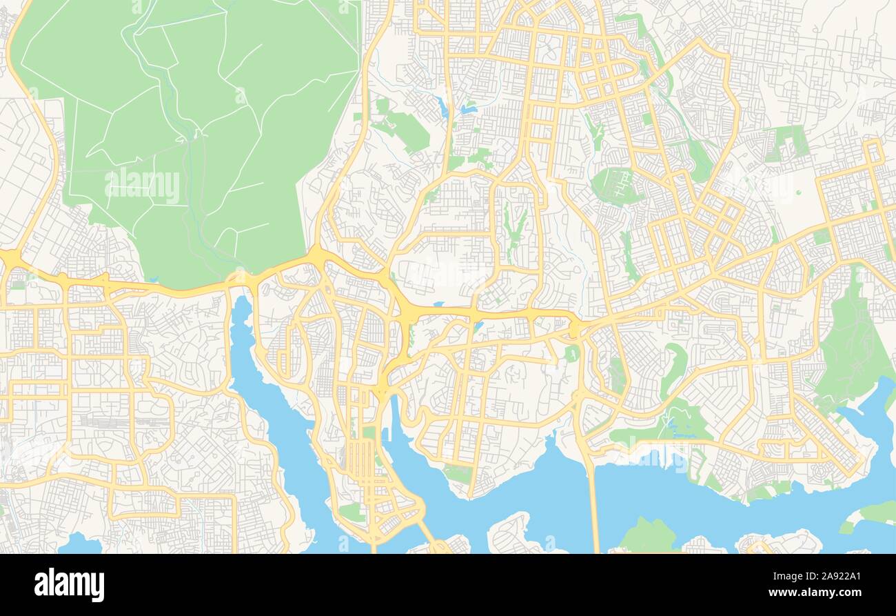 Printable street map of Abidjan, Ivory Coast. Map template for business ...