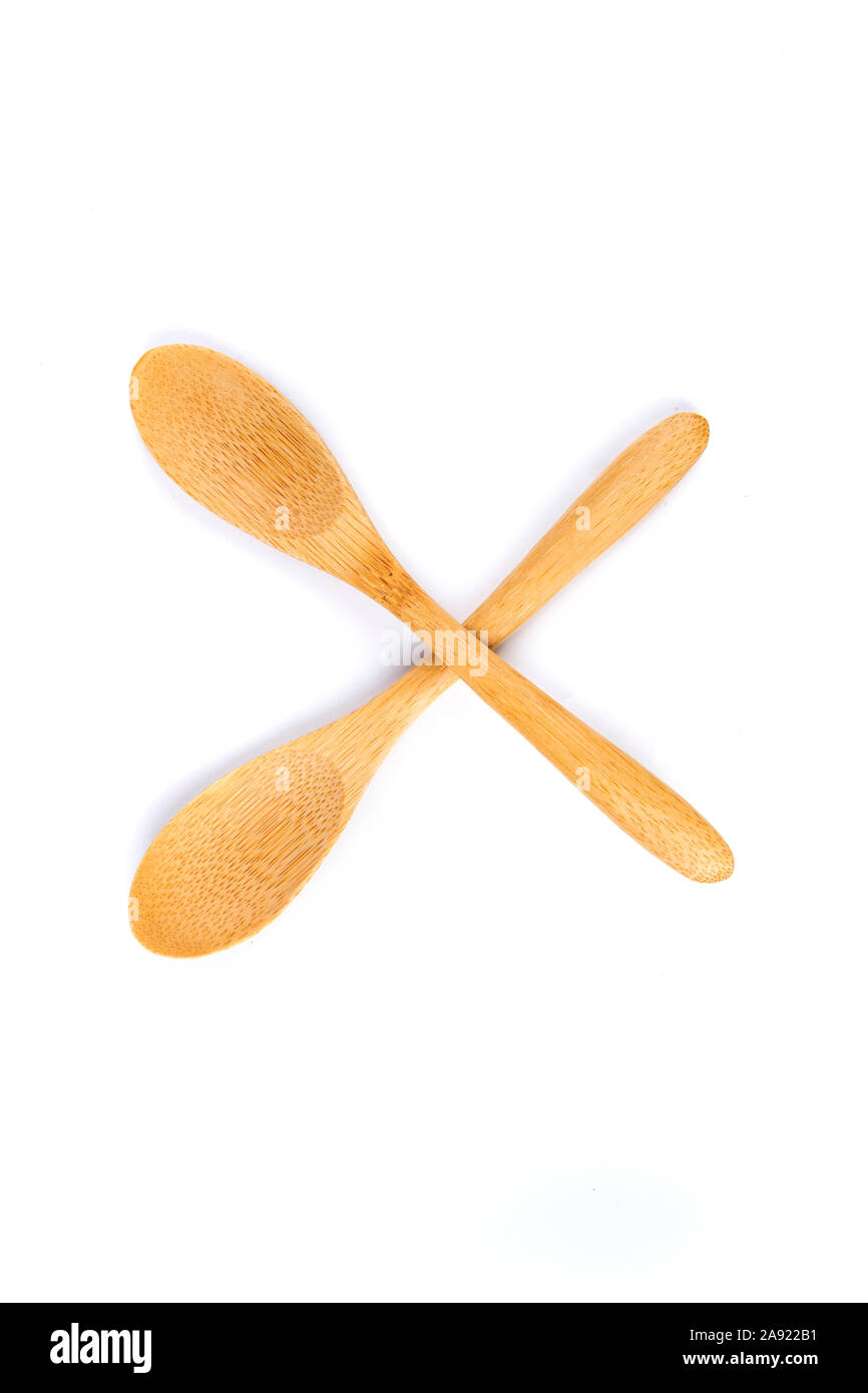 Two shallow bamboo spoons in a shape for display Stock Photo - Alamy