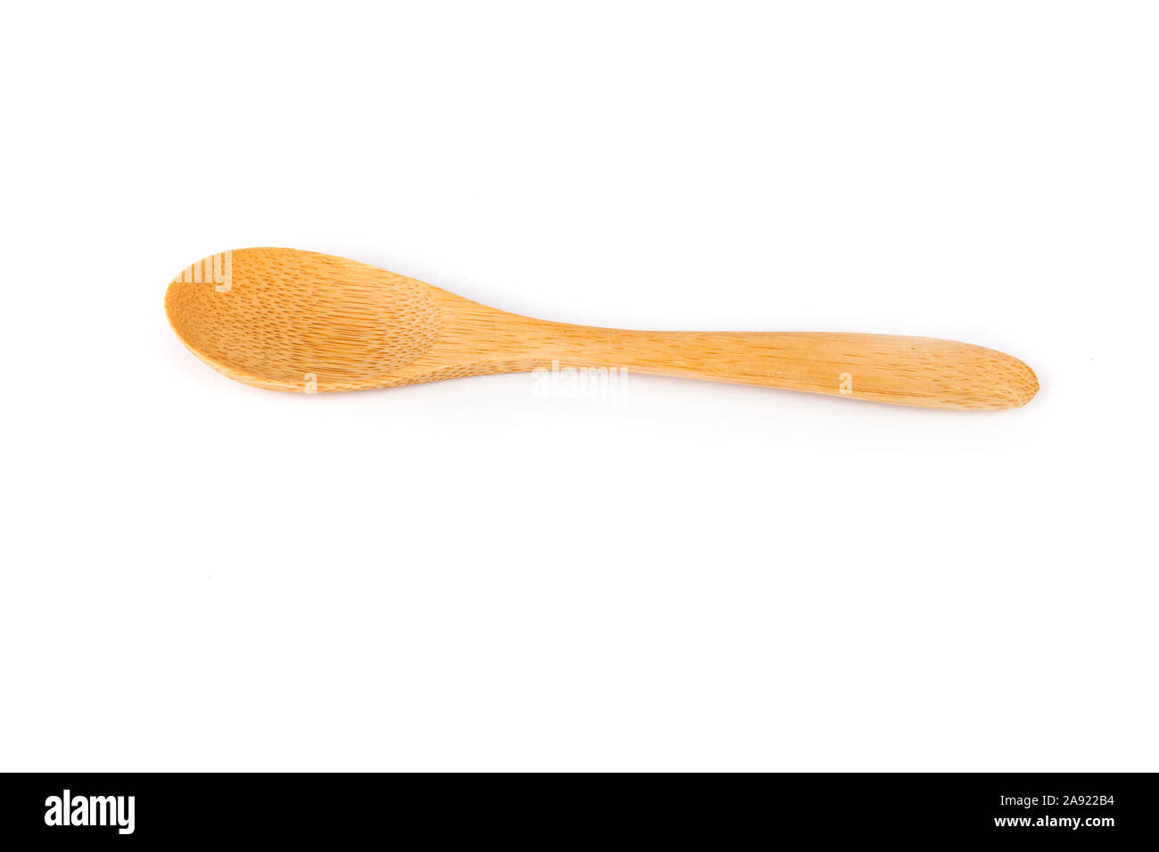 Single wooden bamboo shallow spoon for measuring or eating Stock Photo ...