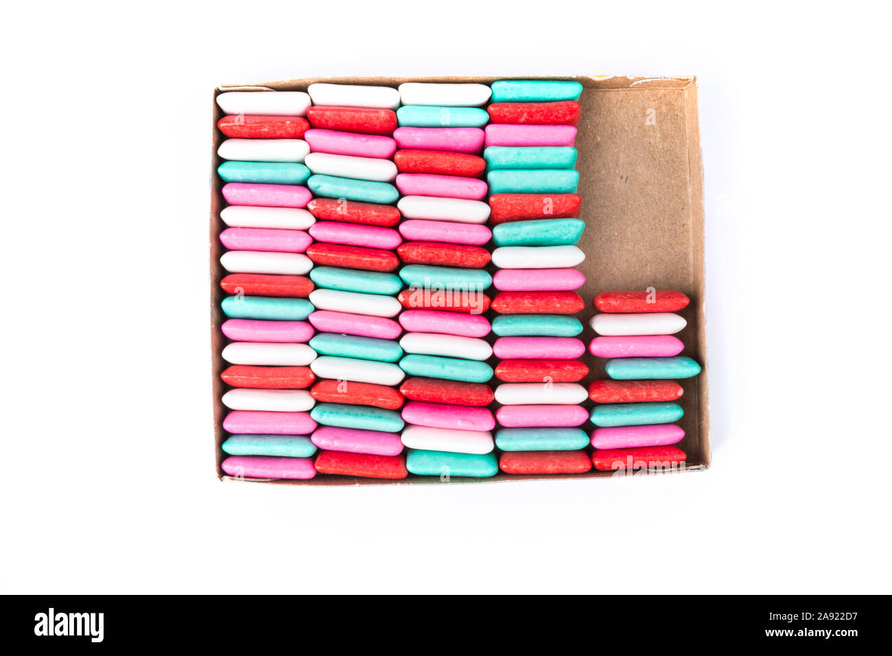 Pink green white red flavored chewing gum pieces Stock Photo - Alamy