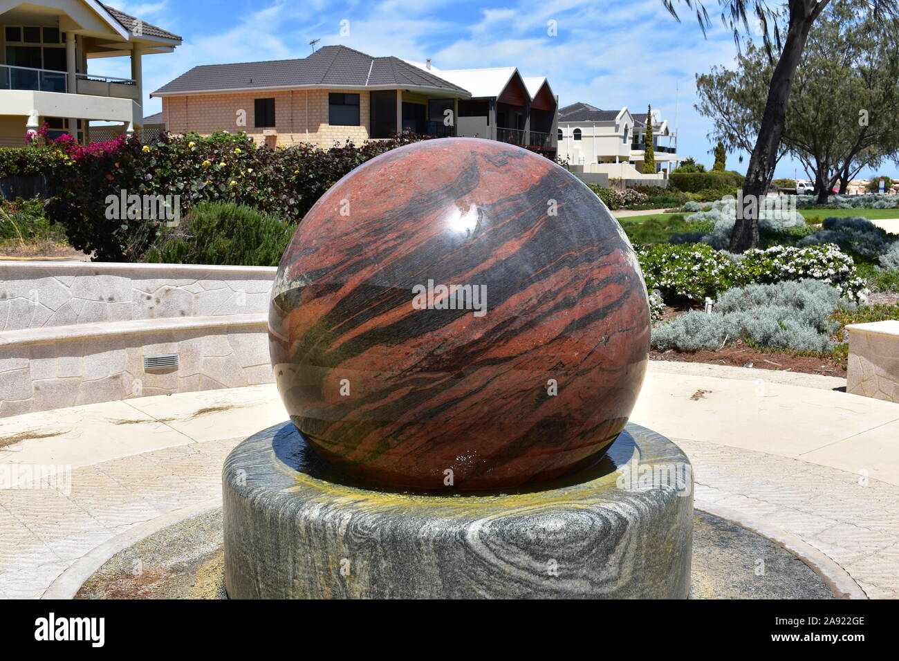 rotating spherical sculpture art Midalia's beach Geraldton Stock Photo ...