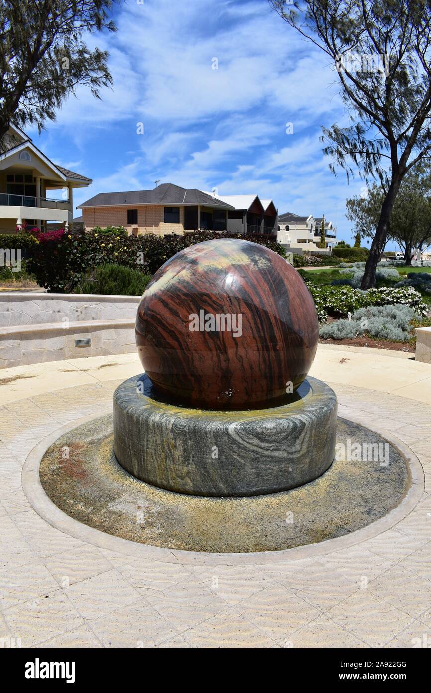 rotating spherical sculpture art Midalia's beach Geraldton Stock Photo ...