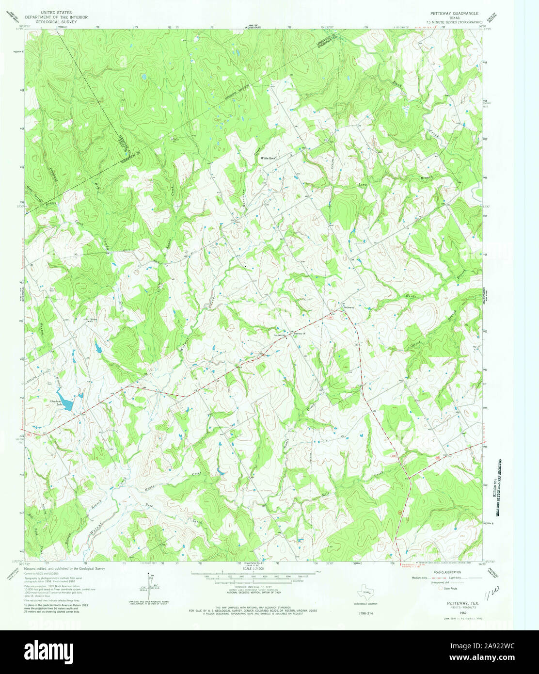 USGS TOPO Map Texas TX Petteway 114929 1962 24000 Restoration Stock ...