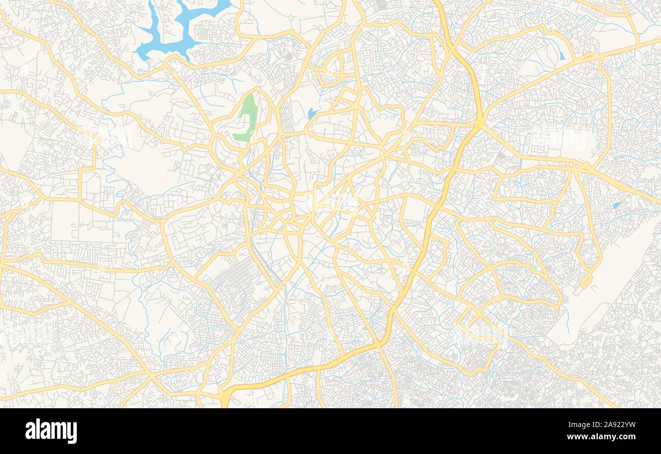 Printable street map of Ibadan, Nigeria. Map template for business use ...
