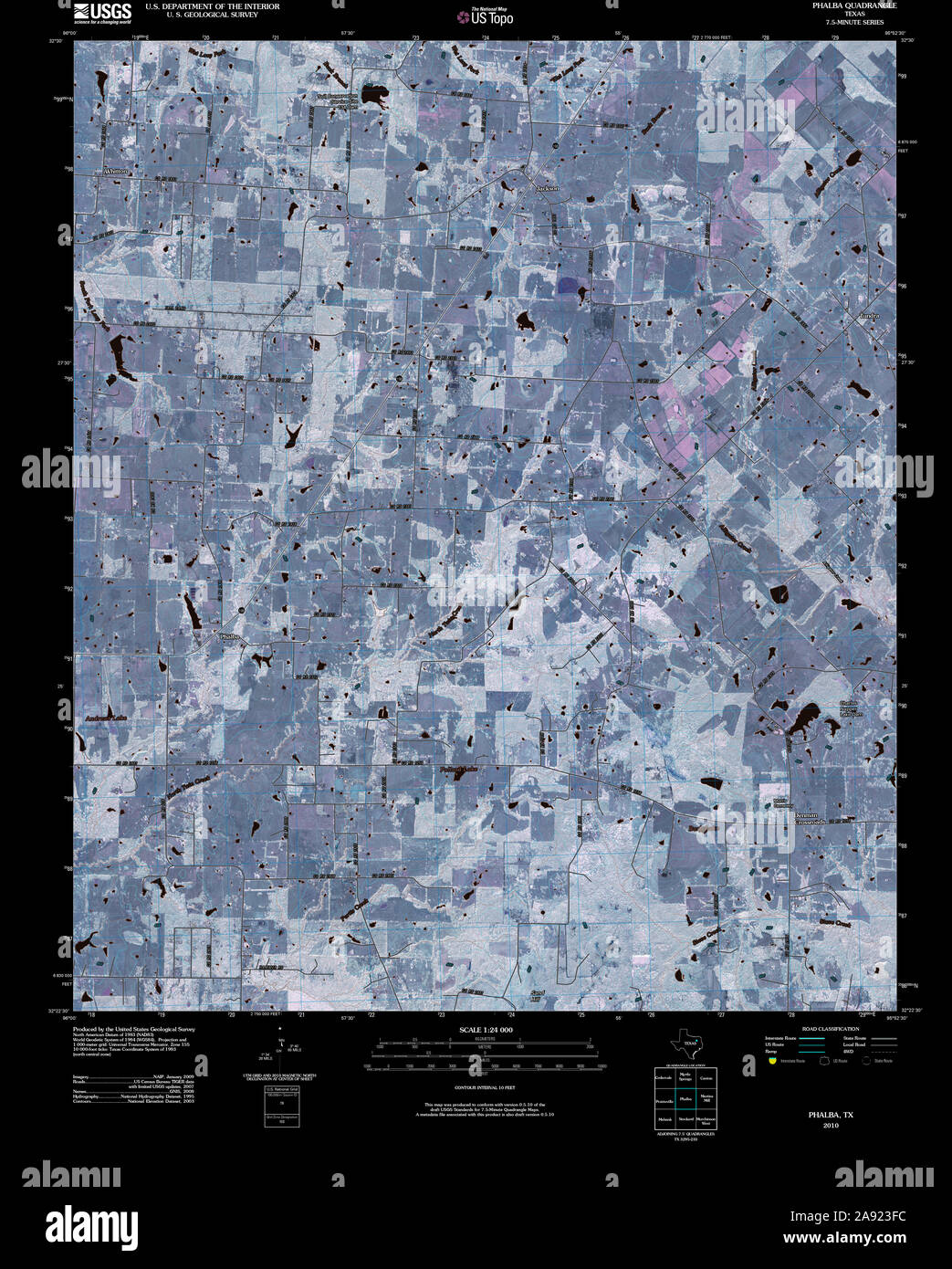 USGS TOPO Map Texas TX Phalba 20100511 TM Inverted Restoration Stock ...