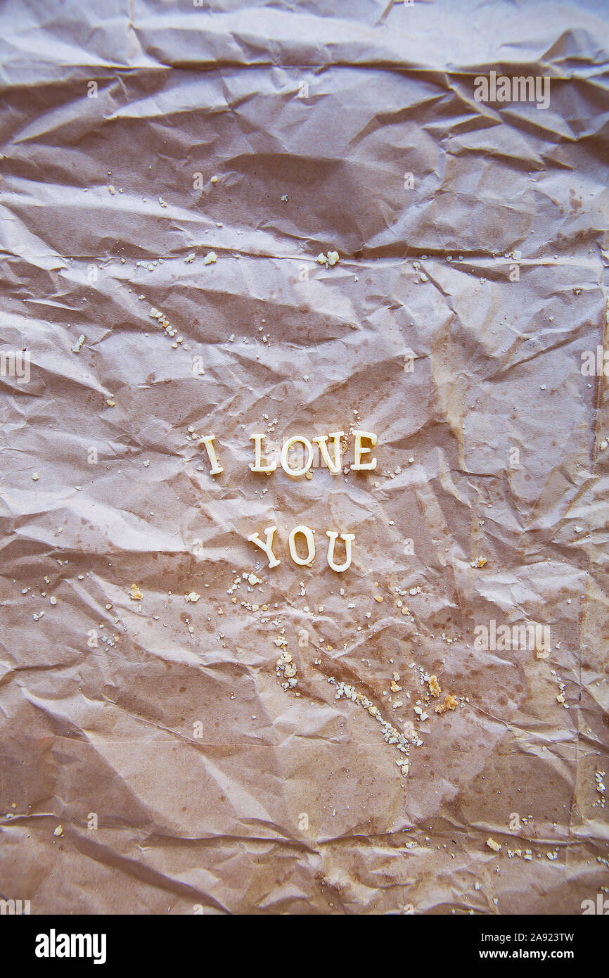 I love you written on kraft paper Stock Photo - Alamy