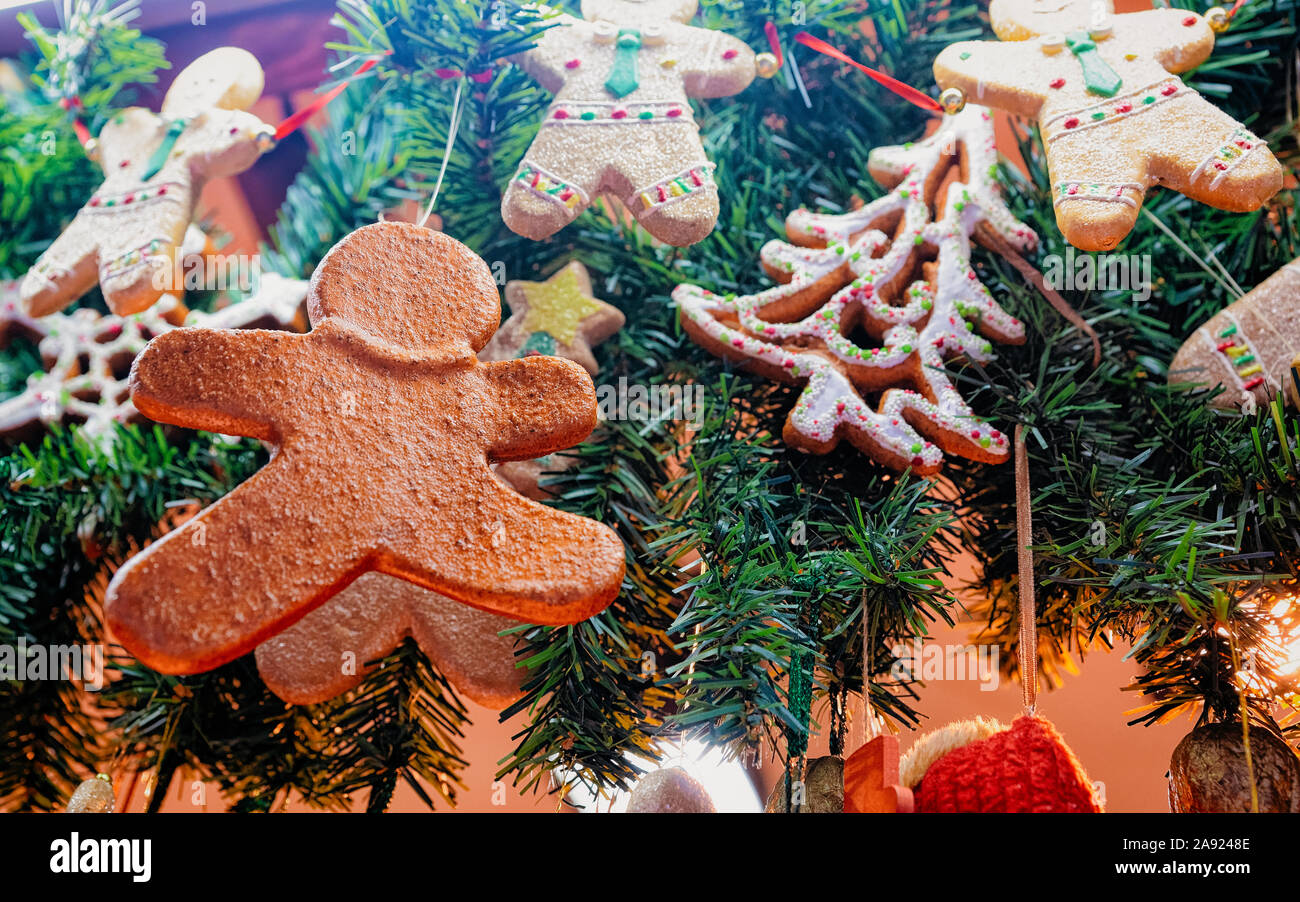 Gingerbread cookies at Christmas Market at Alexanderplatz Germany ...