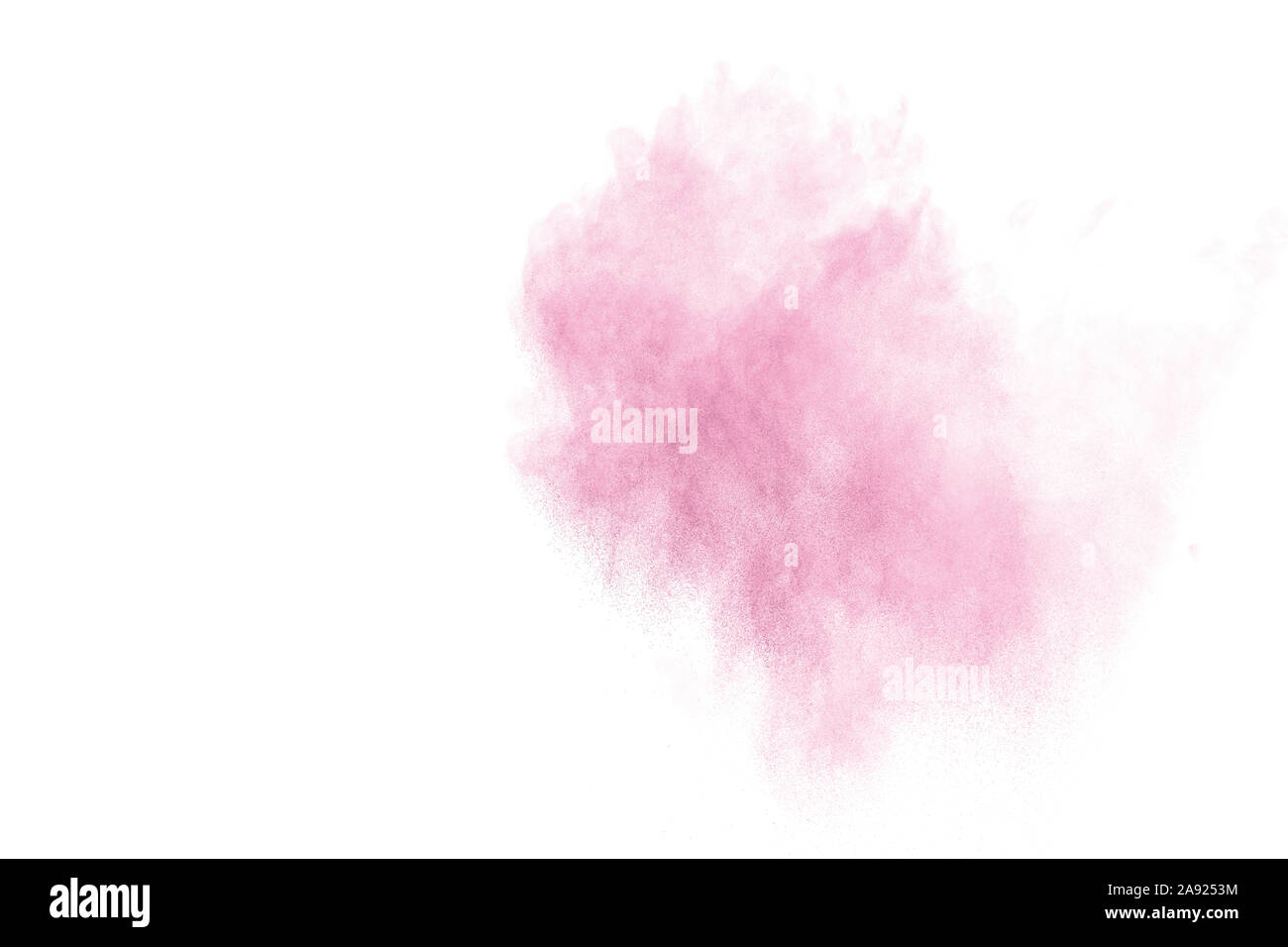 Explosion of pink colored powder isolated on white background.Pink dust ...