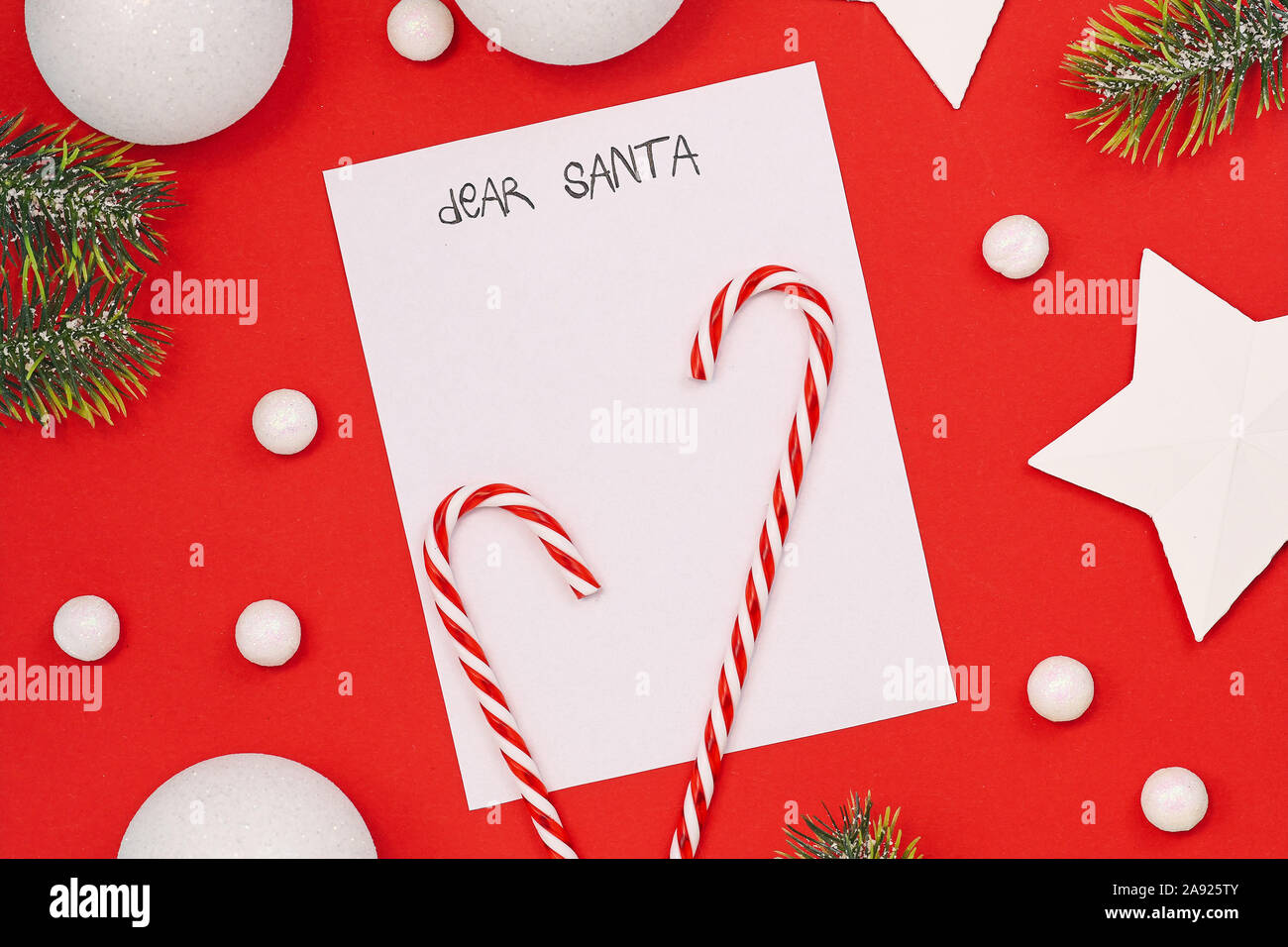 Christmas holiday flat lay with concept for children letter to Santa ...